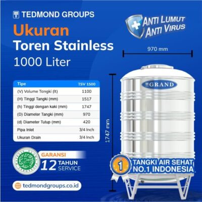 Harga Toren Stainless 1000 Liter Terbaru 2024
