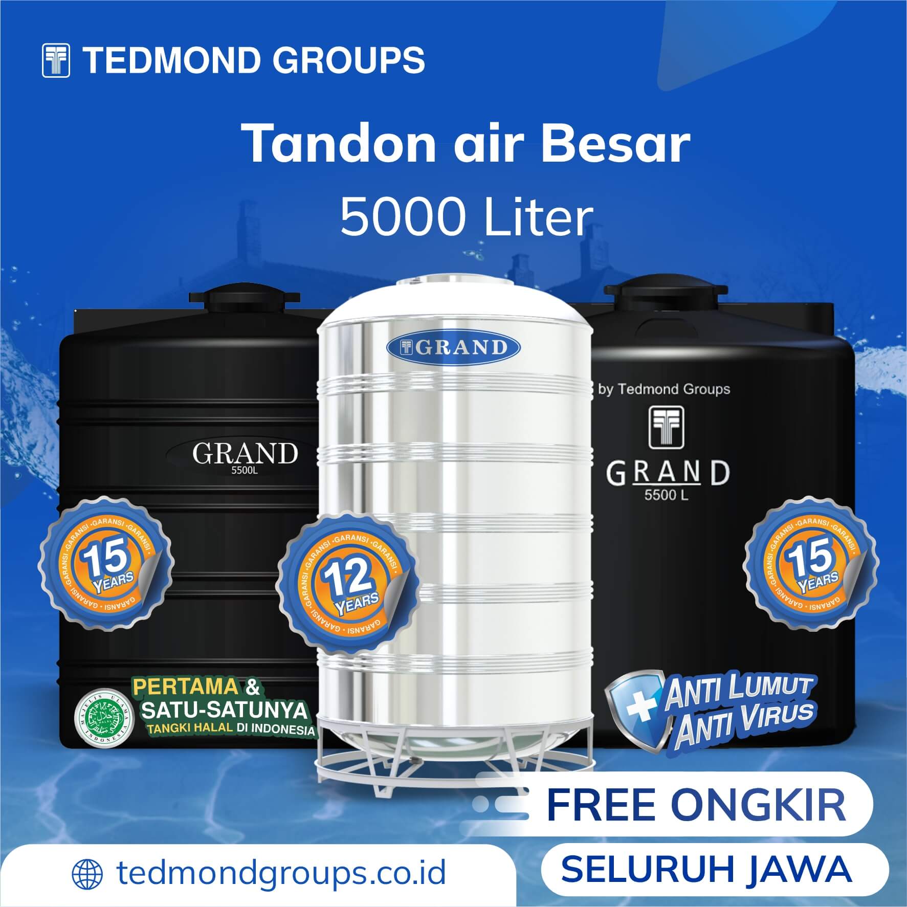 5 Pilihan Tangki Air Besar, Anti Lumut Tak Mudah Pecah