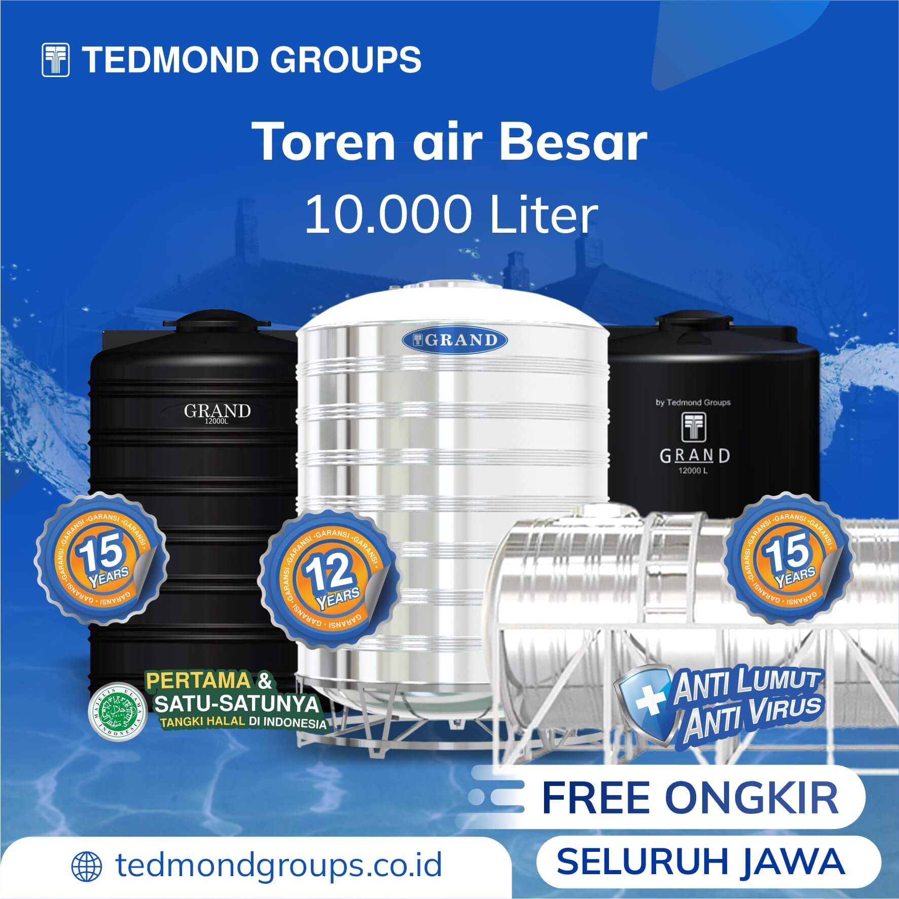 5 Pilihan Tangki Air Besar, Anti Lumut Tak Mudah Pecah